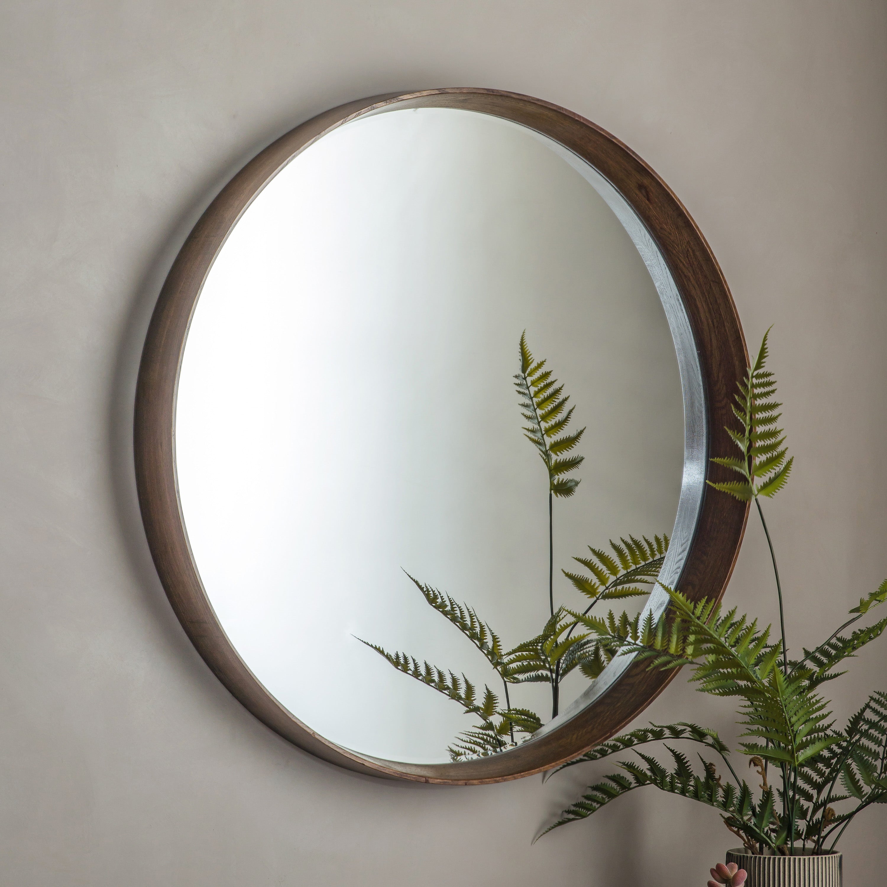 Large Walnut Circular Mirror – Arighi Bianchi